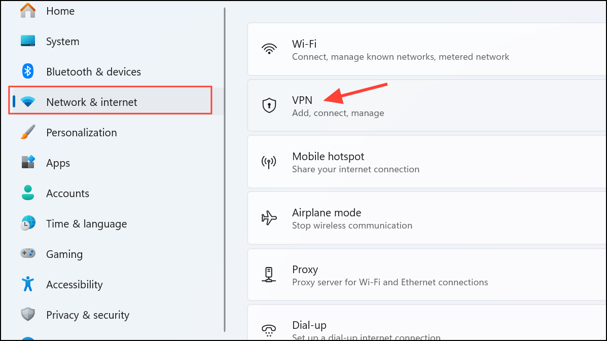 How to Customize VPN and Advanced Sharing Settings in Windows 11