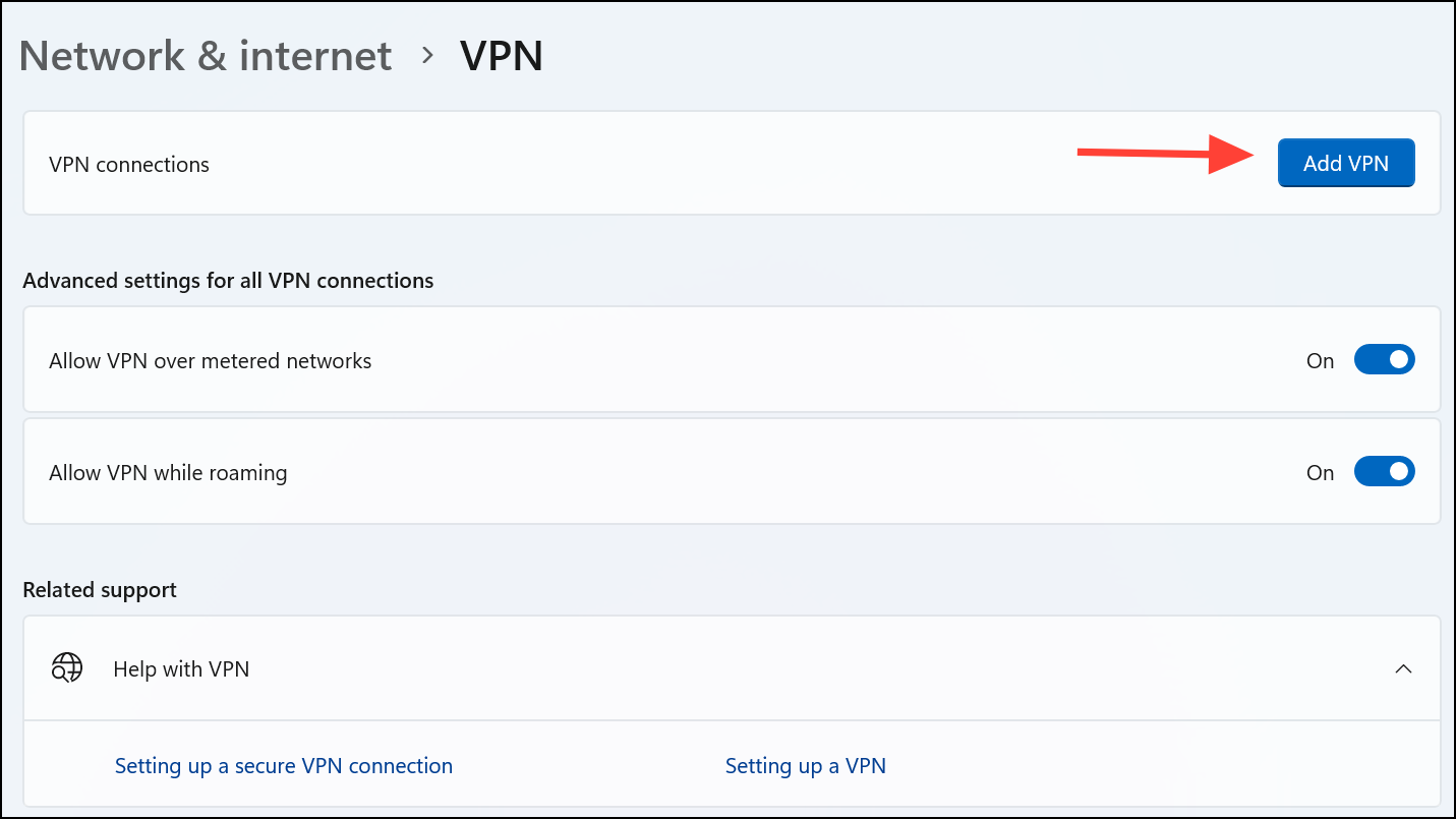 How to Customize VPN and Advanced Sharing Settings in Windows 11