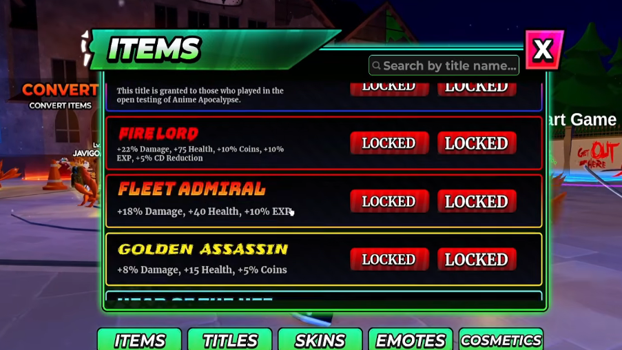 Anime Apocalypse Titles Guide: All Buffs and Unlock Requirements