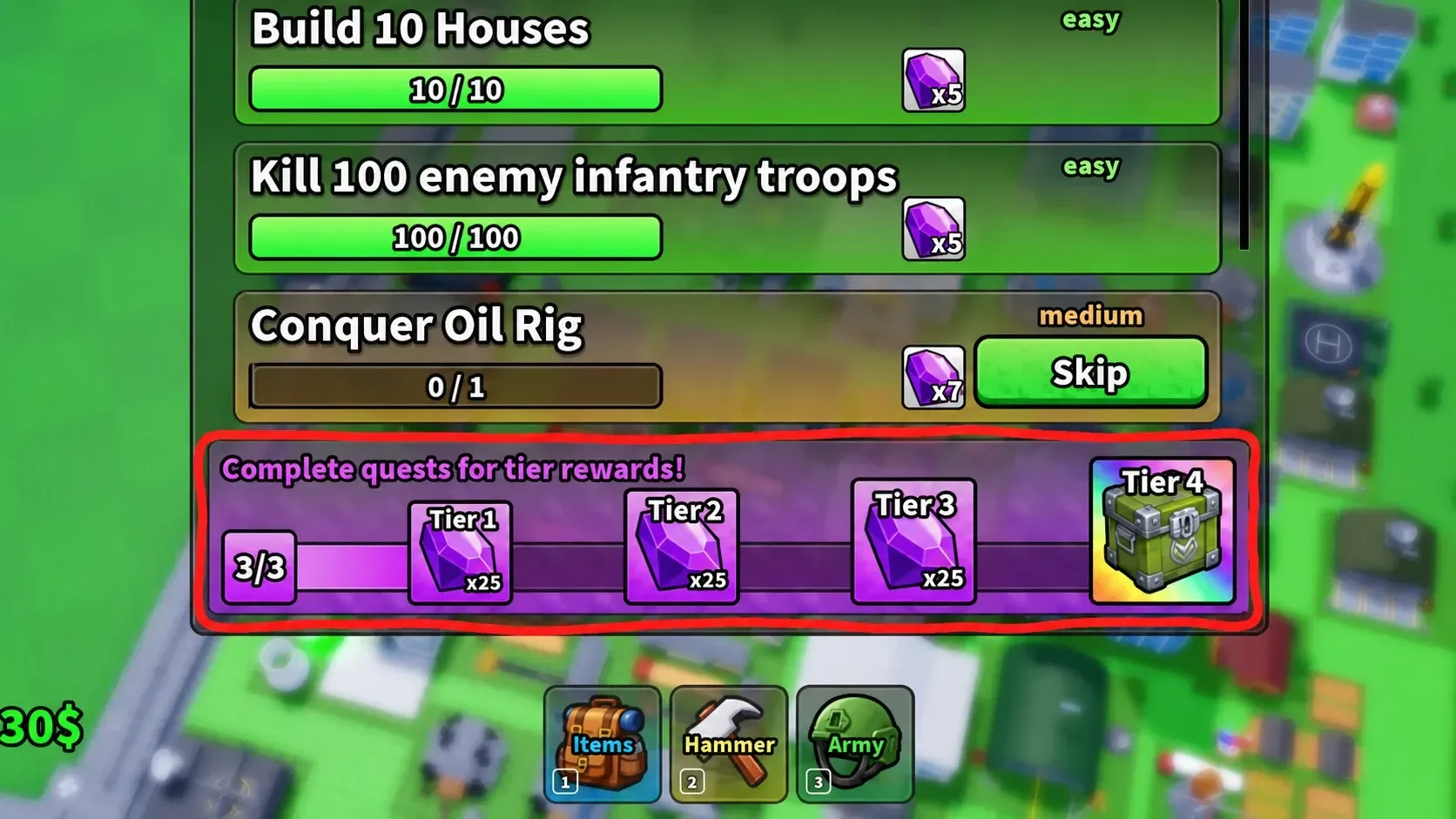 Every Mini War Quest and Gem Reward Explained (Roblox)