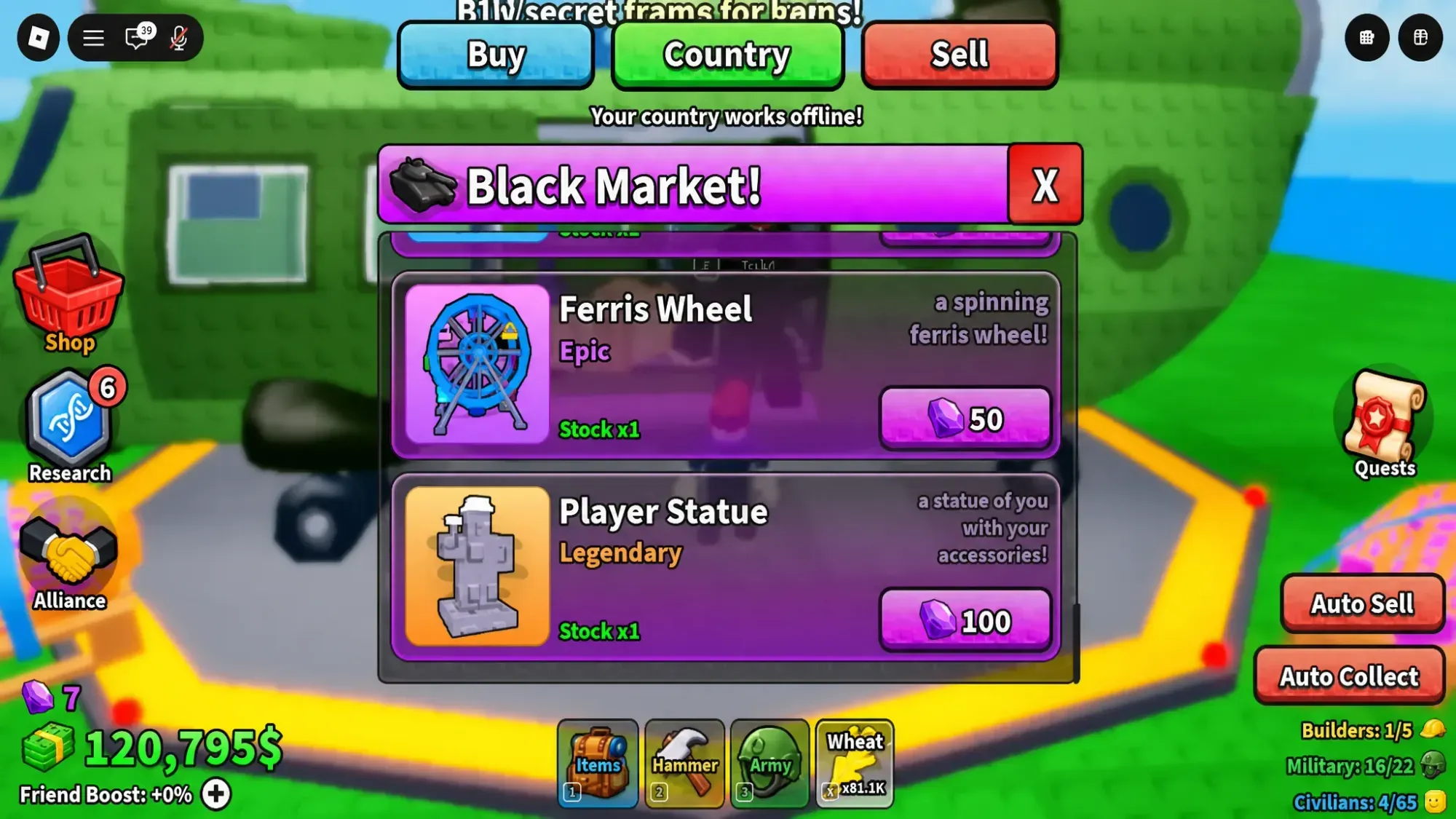 Mini War Black Market: Spawn Timer, Items, and Gem Costs