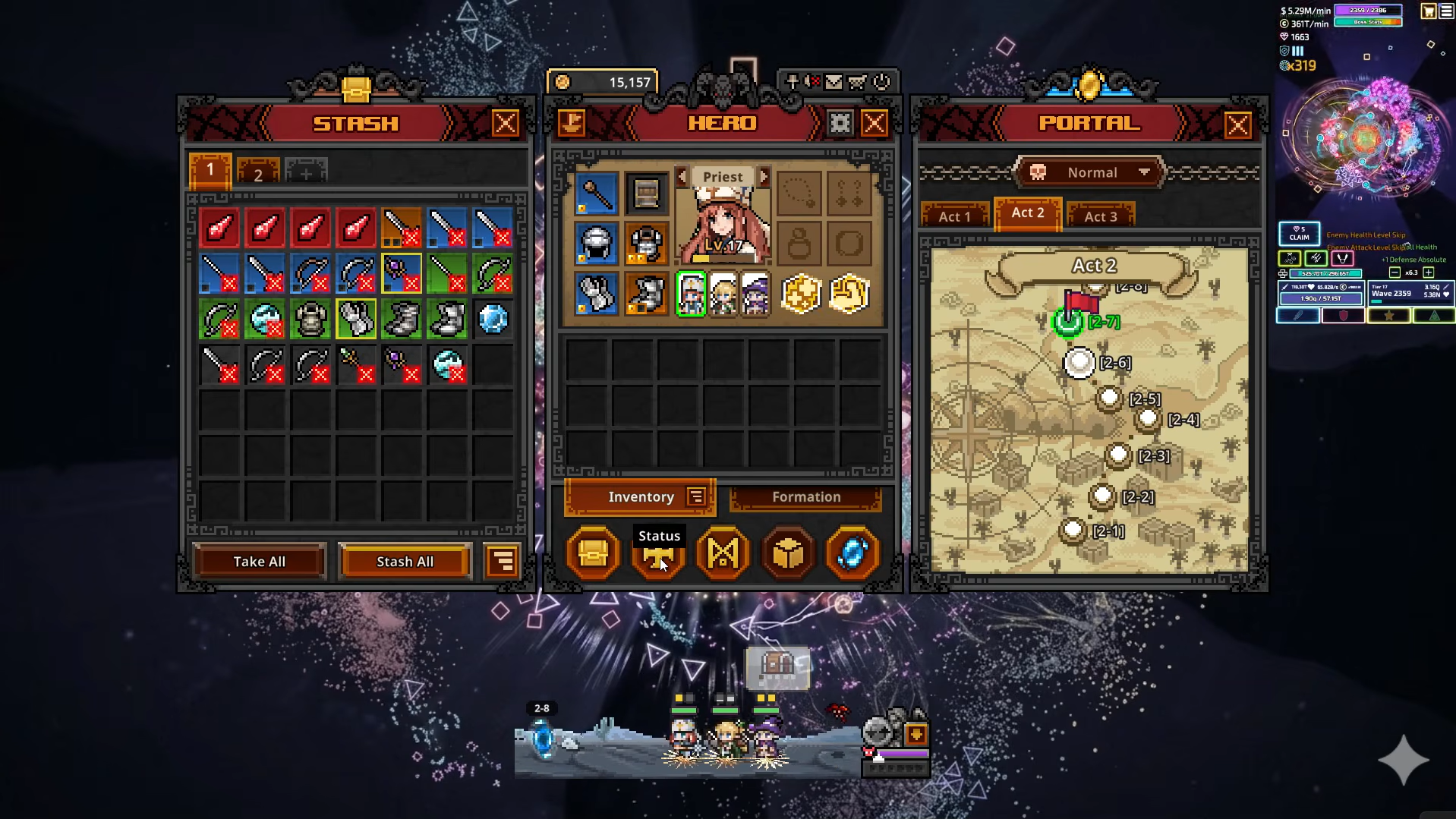 Priest build in TBH: Task Bar Hero (skills, stats, teams)