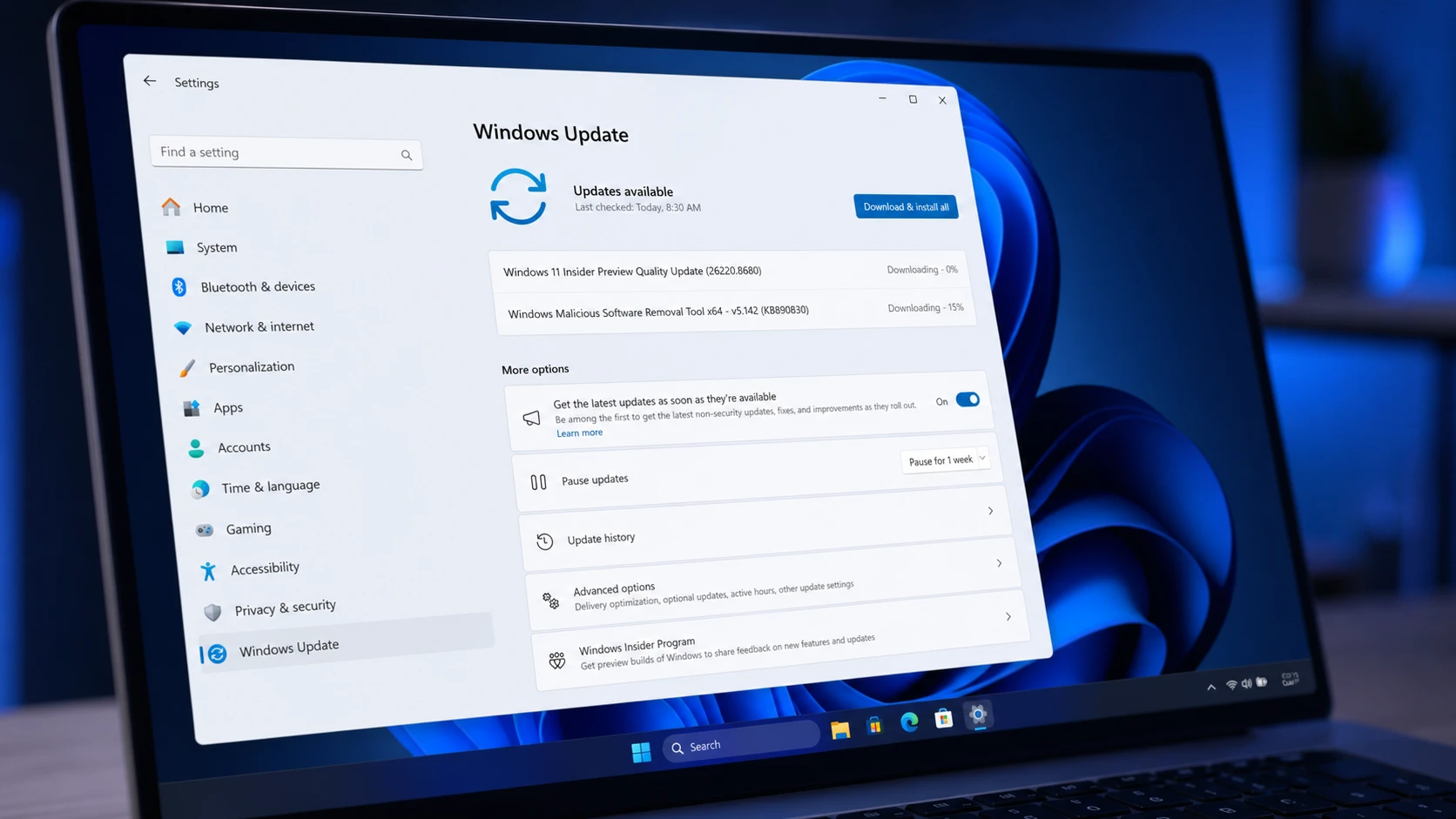 Windows 11 Build 26220.8680 quiets Widgets and adds Screen tint (Beta)