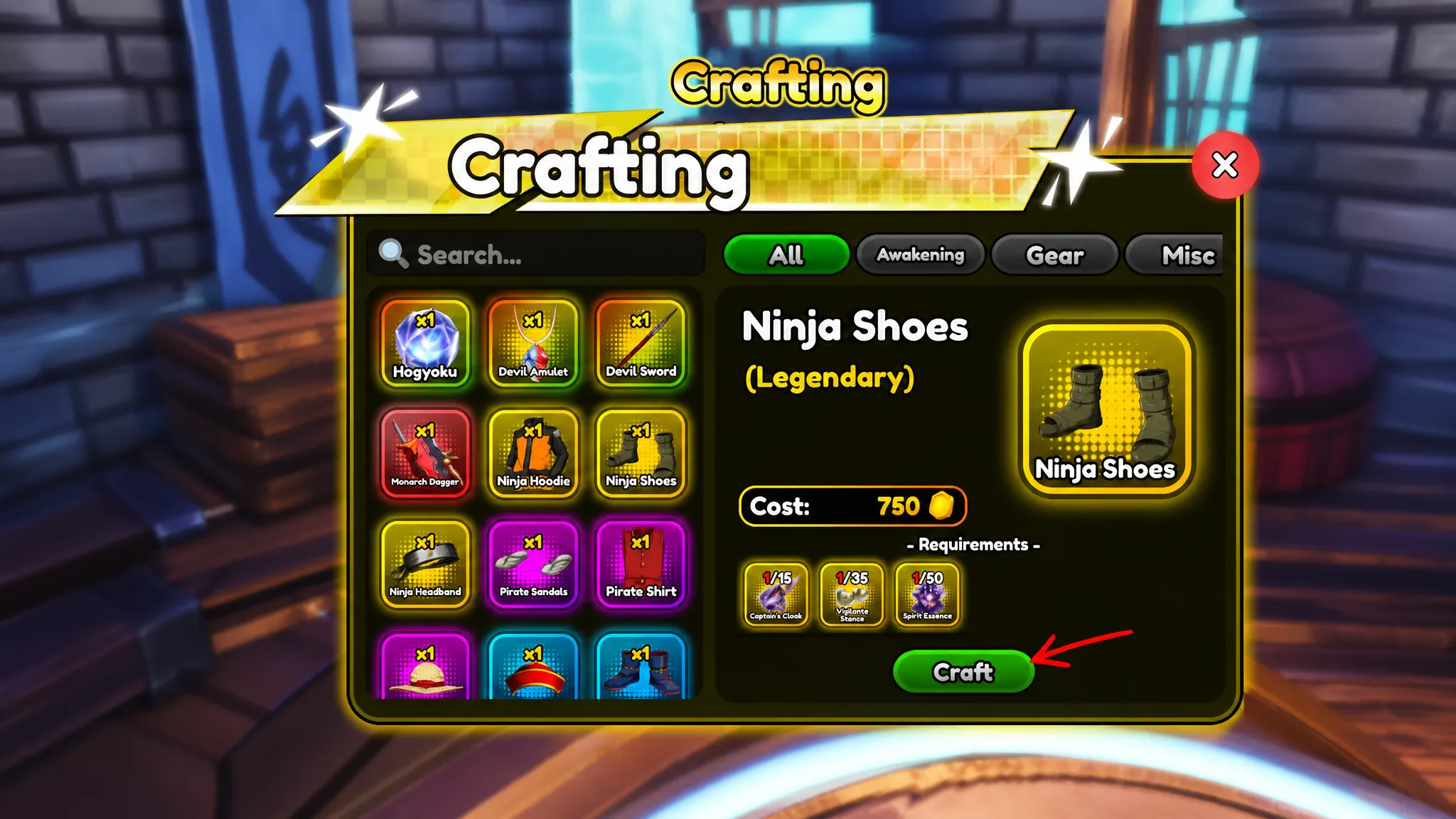 Anime Squadron Gear Crafting Recipes and Set Bonuses